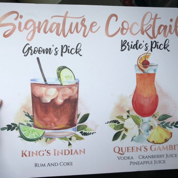 COCKTAIL SIGN, Custom DRINK Sign, Wedding His and Hers Drinks Sign ...