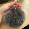 Fur Keychain Fur Pom Pom Keychain Black Keychain With - Etsy