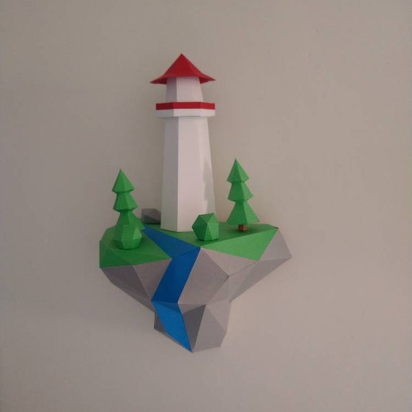Island Papercraft / Paper Craft / 3D Papercraft /3D Lighthouse Island ...
