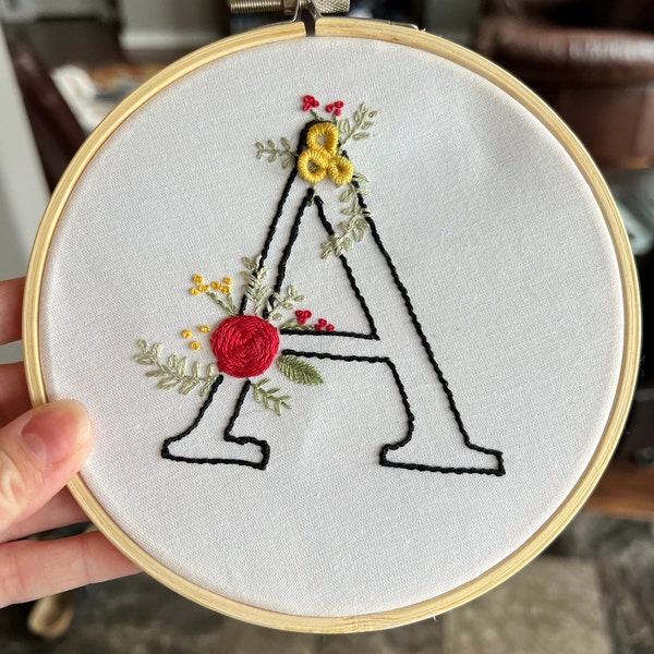 Floral Letters Hand Embroidery Pattern, Floral Initial - 26 Letters ...