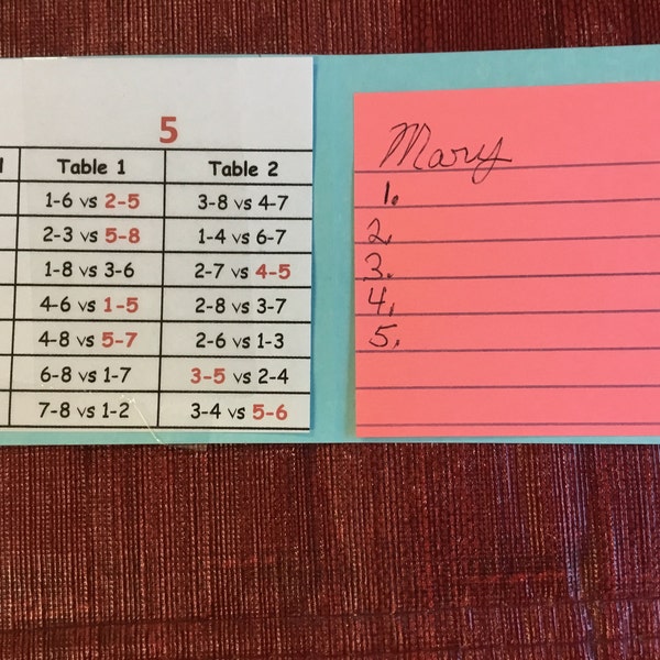 Euchre Individual Score Cards, 2 Table/8 Person/10 Round, Progressive ...