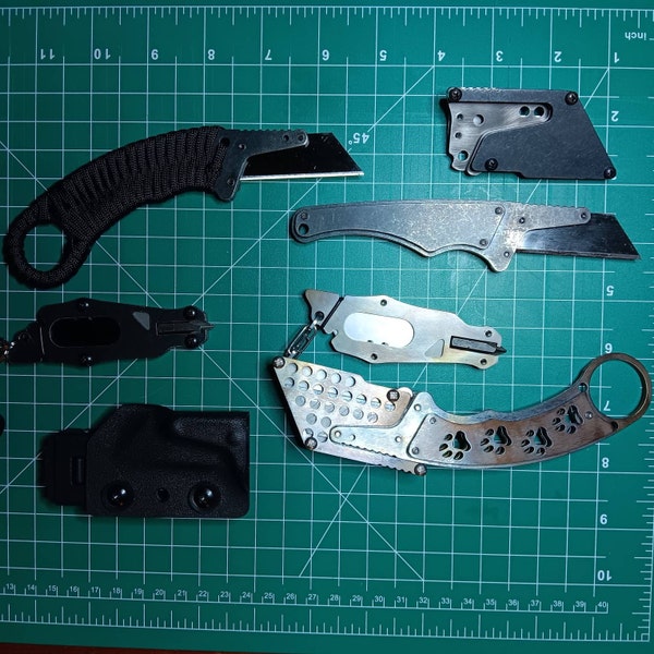 Small Curve Striped Utility Knife Fixed Blade Razor Unique Custom ...