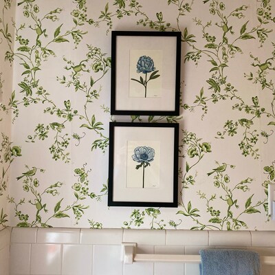Mirrored Floral Pattern Original Block, Botanical Illustration Poster ...