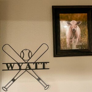 Personalized Metal Baseball Sign, Boys Baseball Art, Outdoor Patio ...