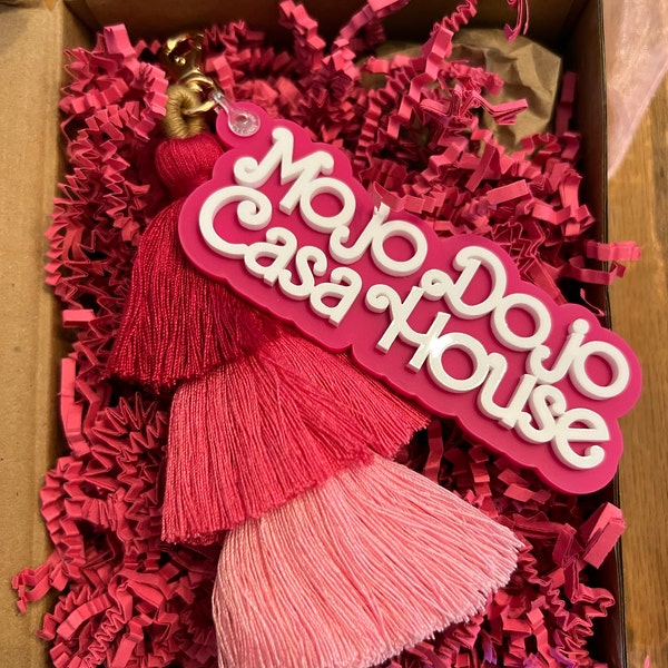 Mojo Dojo Malibu Doll Inspired Keychain With Jumbo Tassels, Hot Pink ...