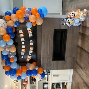 Light Blue Navy Brown Tan Boho Happy Birthday Party Banner Garland ...