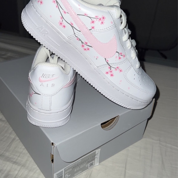 Custom Air Force 1 Sneakers Pink Flowers | Low Tops | Hand-painted Af1s ...