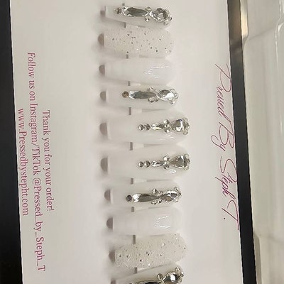 Onyx Glam Luxury Nails 3D Acrylic Flower Black Tip Nails Vtip Nails ...