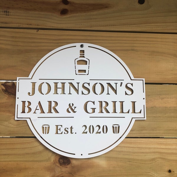 Personalized Bar Metal Sign for Home Bar, Custom Metal Bar Sign, Patio ...