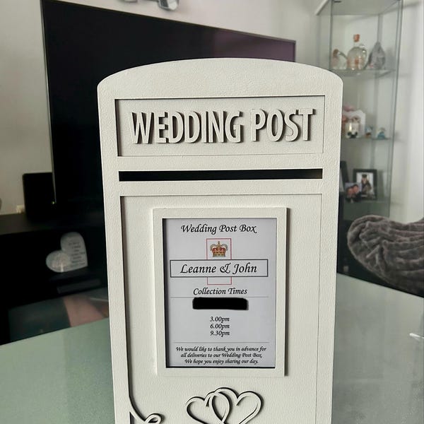Large Lockable White Wedding Card Post Box: Personalised Lovebird ...