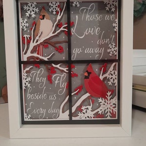 Cardinals Outside Window Shadow Box SVG / Memorial Shadow Box/ Cardinal ...