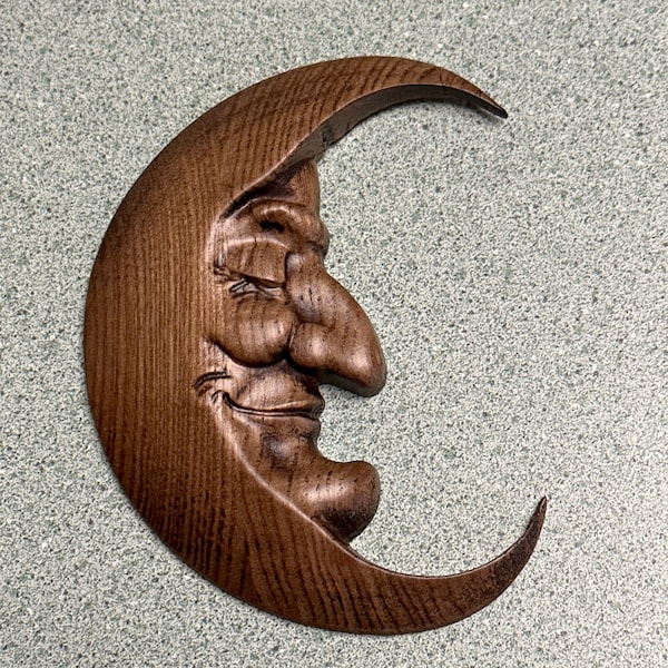 Half Moon Face Wall Decor, Crescent Wall Hanging, Wood Wall Art, Wooden ...