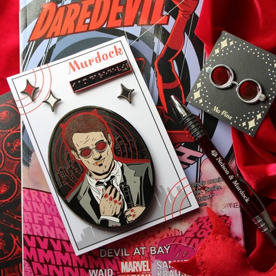 Daredevil Matt's Red Glasses Stained Glass Enamel 2 Pin DD, Charlie Cox ...