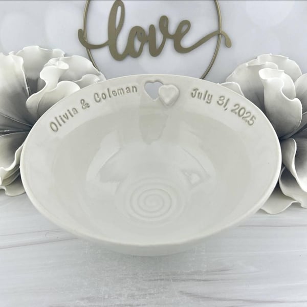 Personalized Bride and Groom Wedding Name Bowl, Custom Wedding Pottery ...