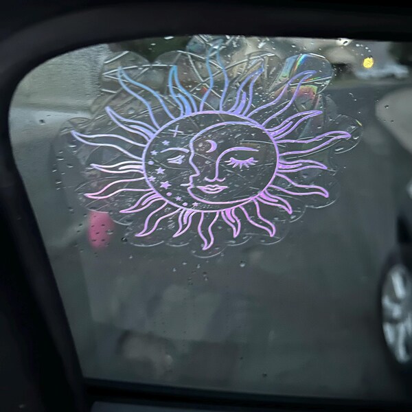 Sun and Moon Suncatcher Sticker, Window Decal, Rainbow Window Film ...