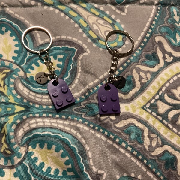 Heart Keychain Set Made With Authentic LEGO® Bricks, INITIALS Matching ...
