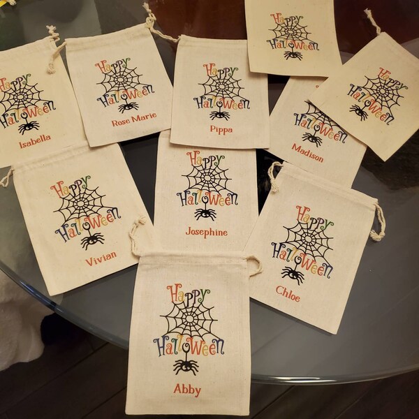 Set of 10 Halloween Party Favor Bags / Colorful Spider item 1616A - Etsy