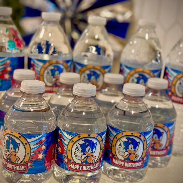 Sonic Digital Water Bottle Labels - 8" X 2" Sonic the Hedgehog ...