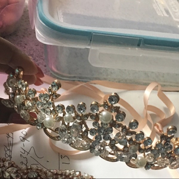 Woodland Queen Golden Wedding Bridal Tiara Headpiece With Light Gold ...