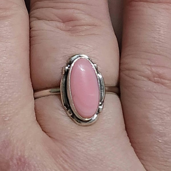 Oval Pink Conch Shell Ring/sterling Silver Queen Conch Shell Ring/conch ...