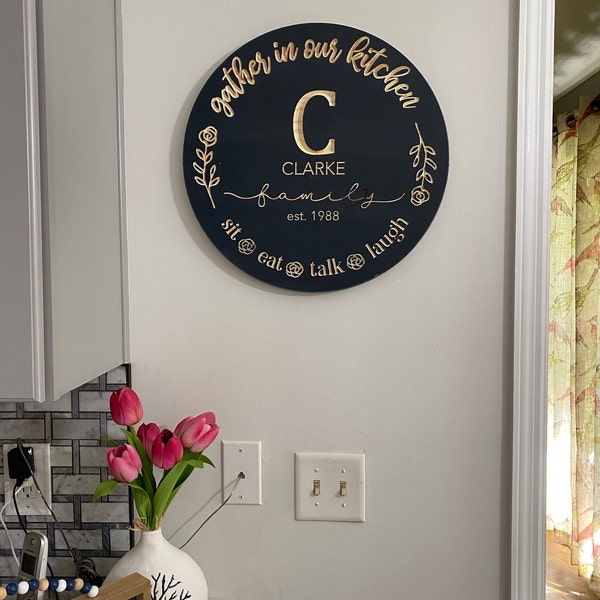 Personalized Family Name Kitchen Sign: Carved Wood or PVC - Etsy