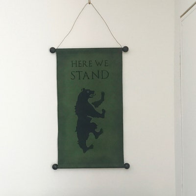 Hand Painted House Mormont Canvas Banner here We Stand Game of Thrones ...