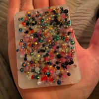 Rainbow Picking Pad Fidget Pick Palette Toy Neon Crystal Pebble Glitter ...