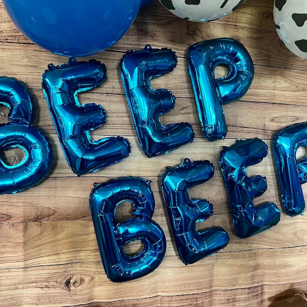 BEEP BEEP BEEP Letter Balloons 1st Birthday Banner Little Blue Truck ...