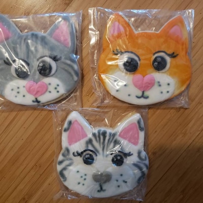 Cat Face Decorated Sugar Cookies - Etsy