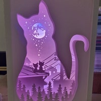 Cats Paper Cut Light Box Template, Shadow Box, 3D Papercut Lightbox Svg ...