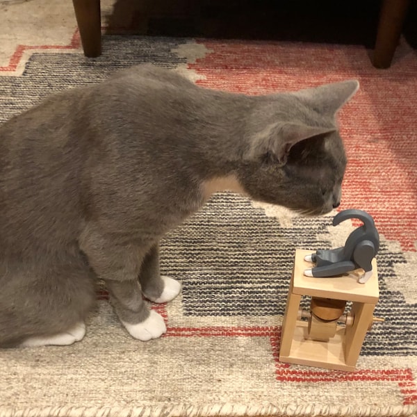 Stretching Cat Automata, Wooden Hand Crank Motion - Etsy