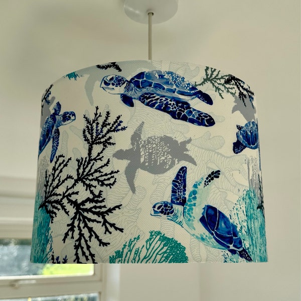 Nautical Lampshade, Sea Turtle Lamp Shade, Ocean Lampshade, Blue Sea ...