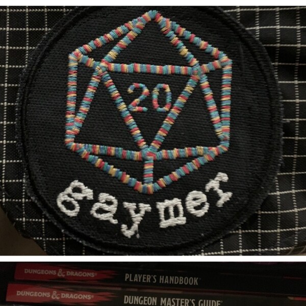 Dungeons and Dragons D20 Gaymer Patch Pride Flag Gay Lesbian Bisexual ...
