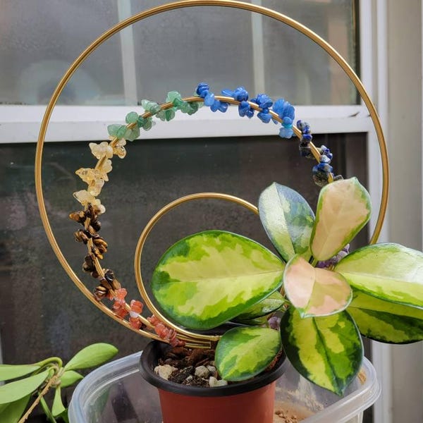 Stone Beaded Three Loop Plant Trellis Gold or Black - Etsy