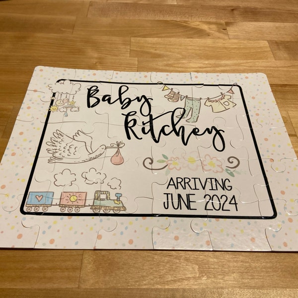 Baby Announcement Puzzle Pregnancy Announcement Personalized We're ...