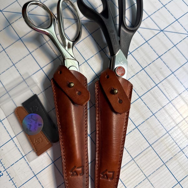 Genuine Leather Dark Brown Hair Scissors Case With Adjustable Strap ...