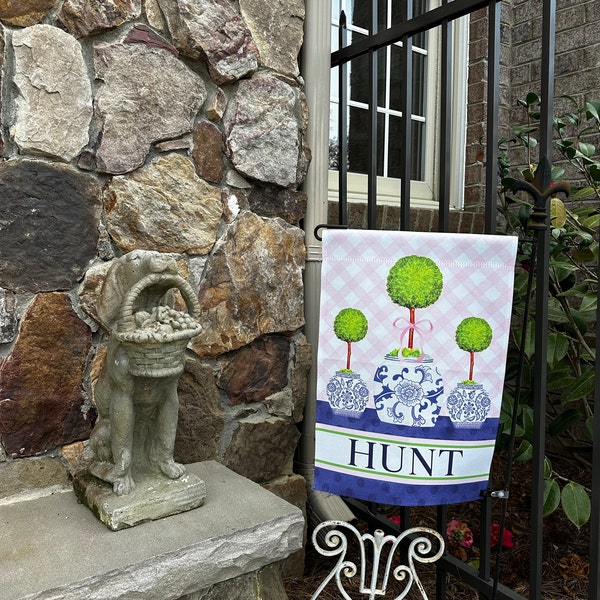 Preppy Patriotic Chinoiserie Ginger Jar Garden Flag | Personalized ...