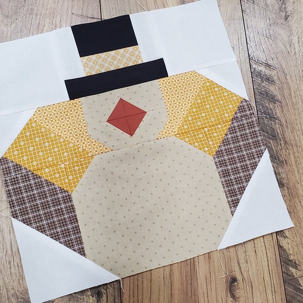 PDF Pattern - Dapper Turkey Quilt Block Pattern, Thanksgiving Quilt Block Pattern, Autumn Quilt ...