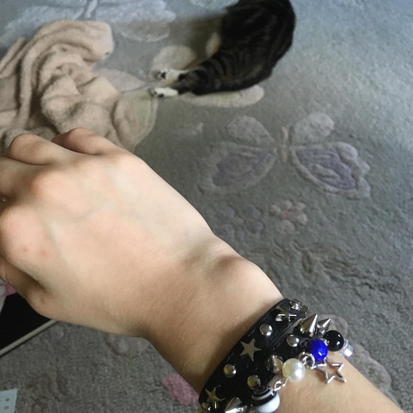 Spiked Skull Wristband Studded Genuine Leather Bling Skull Buckle ...