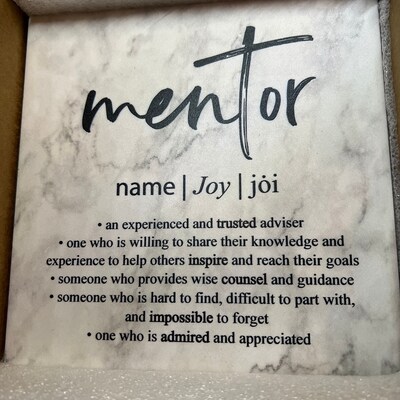 Marble Mentor Plaque With Stand, Thank You Mentor Sign, Custom Boss Appreciation for Retirement ...