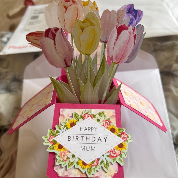 3D Pop up Handmade Custom Tulip Card for Any Special Occasion, Mother’s ...
