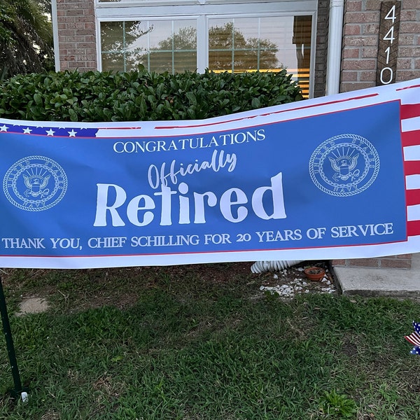 Custom Military Retirement Banner, All Branches Retirement Party Decor ...