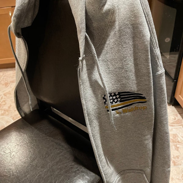 911 Dispatcher Sweatshirt, Thin Gold Line Flag Dispatcher Shirt, First ...