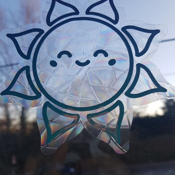 Happy Sun Suncatcher // Window Decal, Suncatcher Sticker, Renter ...