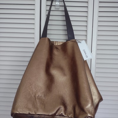 Extra Large Tote Bag, Silver Leather Tote, Oversized Bag Handmade With ...