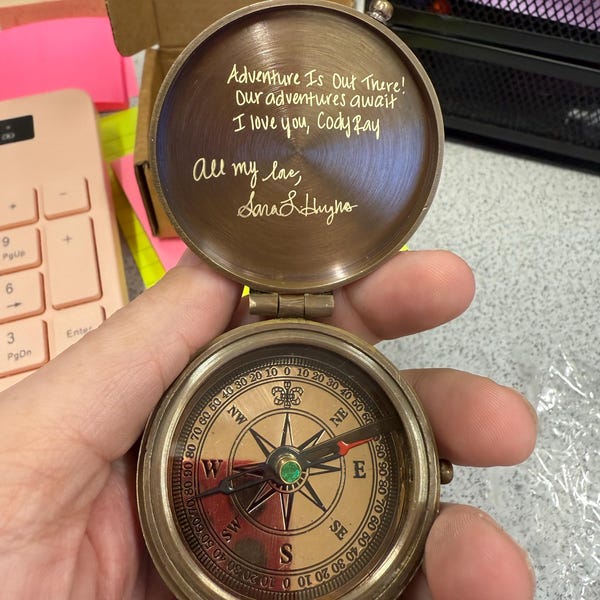 Personalized Brass Compass Birthday Gift for Husband, Wedding Gift ...