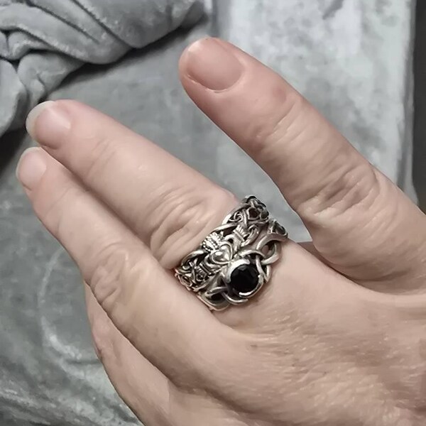 Sterling & 10K Gold Mens Woven Knotwork Wedding Band, 2tone Irish ...