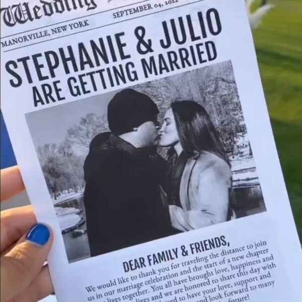 Mini Newspaper Wedding Program Template, Editable Timeline Printable ...