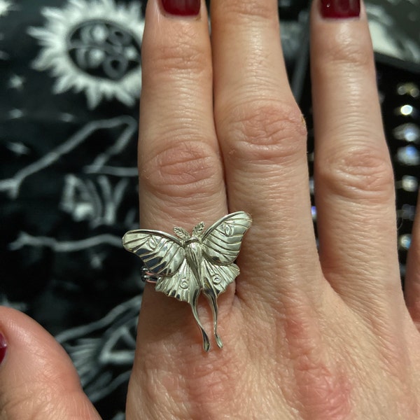 Luna Moth Ring, Moth Ring, Sterling Silver Ring, Silver Moth Ring, Luna ...