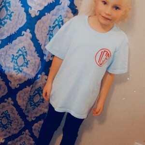 Monogram Youth Tee Kids Embroidered Monogram T-shirt Pigment Dyed ...
